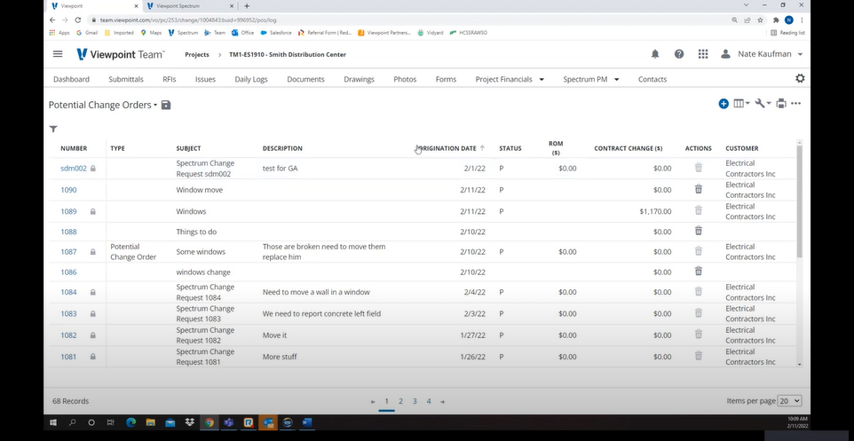 Entering Potential Change Orders (PCO) in Viewpoint Team | CDP Inc ...